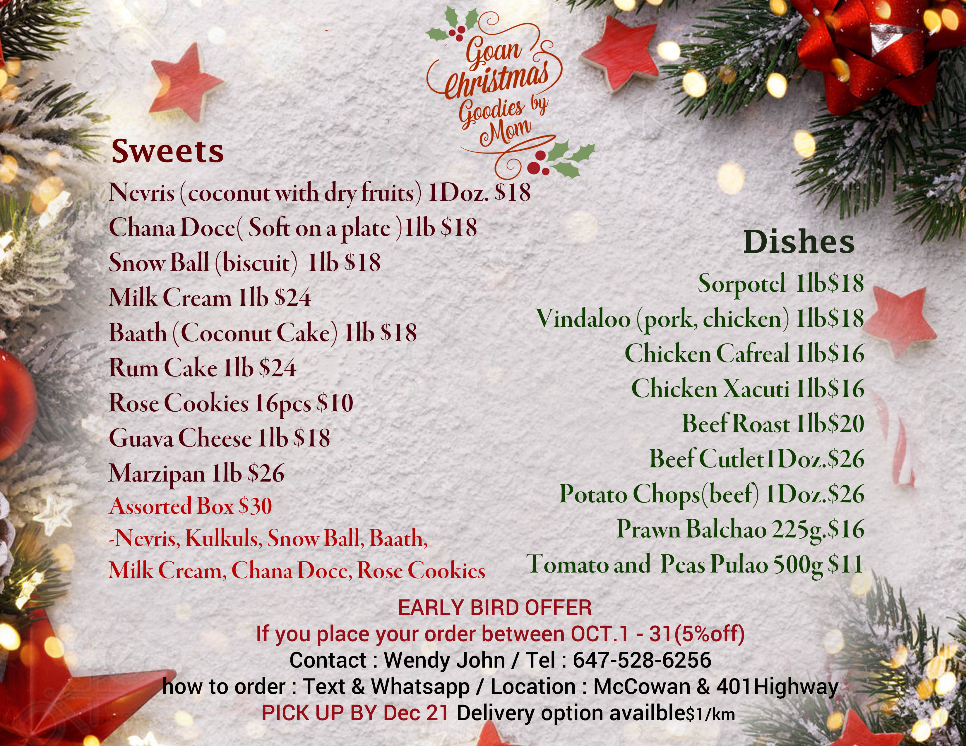 2022 Goan Christmas Menu – Mary Signature Kitchen